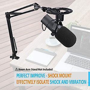 YOUSHARES SM7B Shock Mount with Pop Filter Matching Mic Boom Arm Stand, Compatible with Shure SM7B Microphone