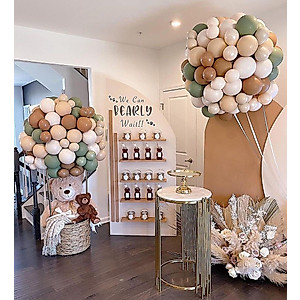 Vivane Retro Avocado Green Ivory White Cocoa Balloon Garland Arch Kit 116pcs Latex Balloons for Safari Jungle Party Balloon Woodland Birthday Party Bridal Shower Decor