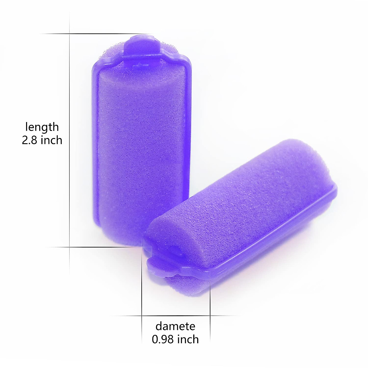 Amzpus 36 Pieces Foam Sponge Hair Rollers - Purple (2.8x0.98inch), Hair Styling Curlers for Hair