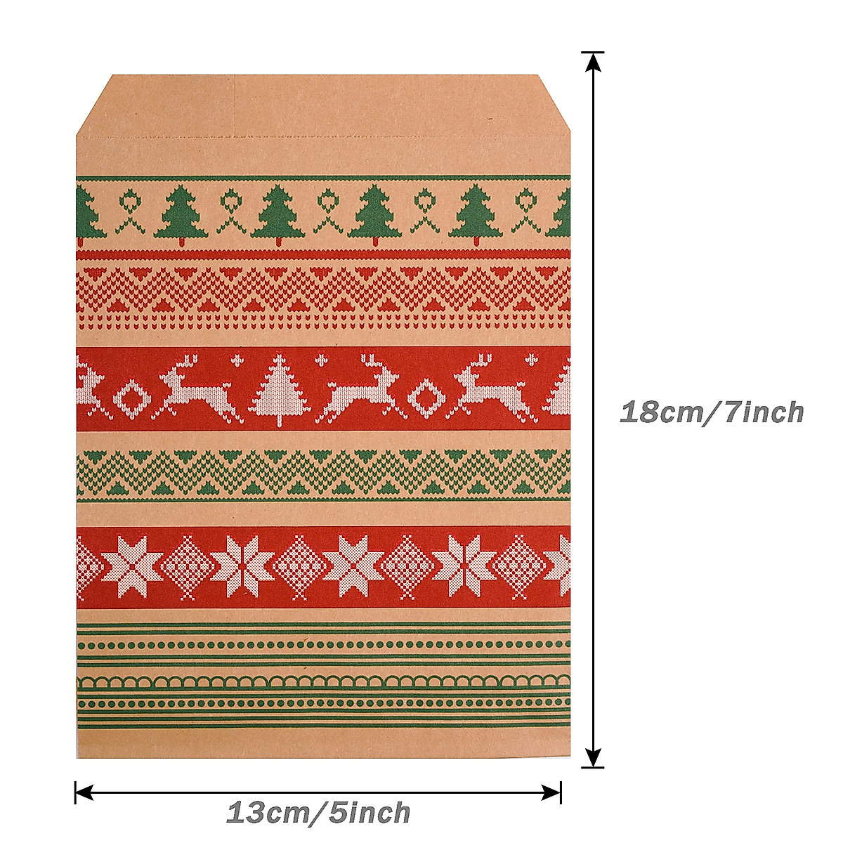 100 Pieces Christmas Kraft Treat Bags Christmas Goody Bags Kraft Holiday Paper Gift Bags Buffet Paper Bags for Christmas Party Favor,4 Styles