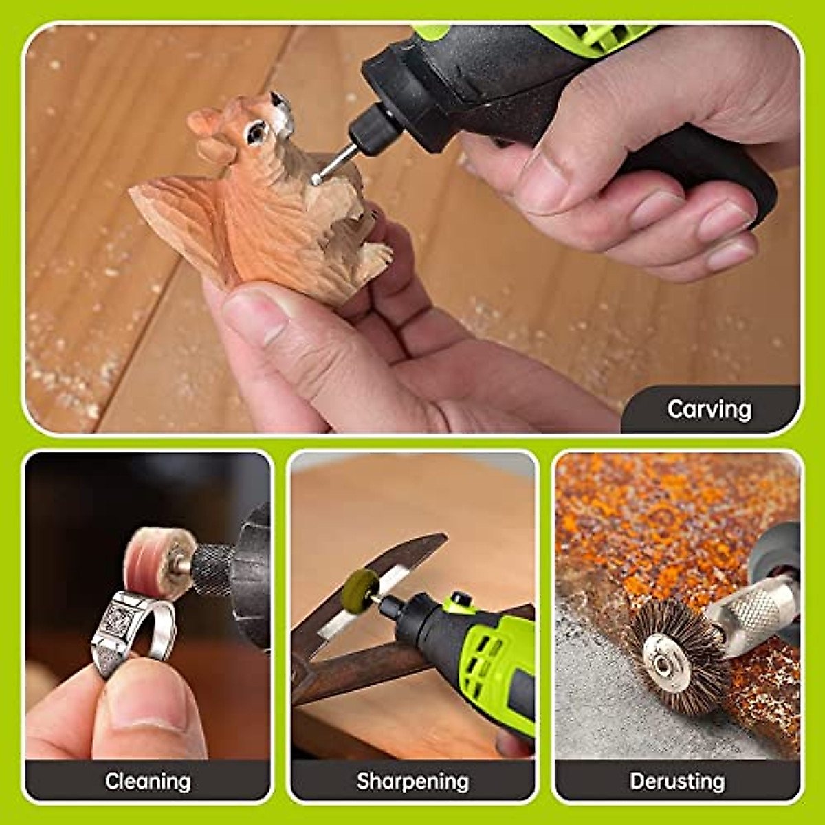 TARCHER Rotary Tool Accessories Kit 420pcs, 1/8", 3/32" and 1/16" Collets Shank Electric Grinder, Universal Fitment with Carrying Case for Cutting, Grinding, Sanding, Drilling, and Polishing