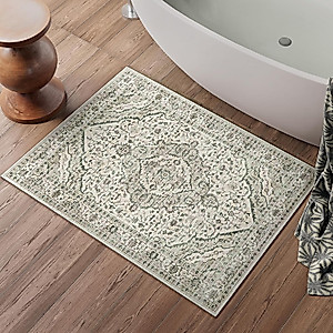 Deerly Boho 2x3 Area Rug Entryway Rugs for Bedroom Bathroom Kitchen 2x3 Small Soft Rugs Low Pile Keep Off Rug Carpet Washable Rug Oriental vintage Area Rug Cream