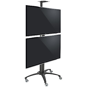 Displays2go LPGP36WB2 Dual TV Stand, Single Sided, for 30-60 Inch Flat Screen Monitors, Camera Tray