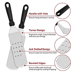 Griddle Accessories Kit, Leonyo 21Pcs BBQ Flat Top Grill Accessories Outdoor, Camping Stainless Steel Metal Spatulas Tool Set with 12" Basting Cover, Bacon Press, Burger Patty Maker, Meat Tenderizer