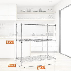 Catalina Creations EFINE 3-Shelf Shelving Unit Unit with 3-Shelf Liners,Adjustable Storage Shelves,Heavy Duty Organizer Wire Shelving Rack for Pantry Closet Kitchen Basement