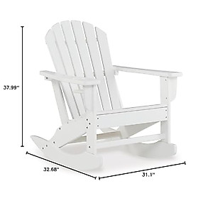 Signature Design by Ashley Sundown Treasure Cottage Weather Resistant Outdoor Rocking Chair with 1 Cup Holder, White