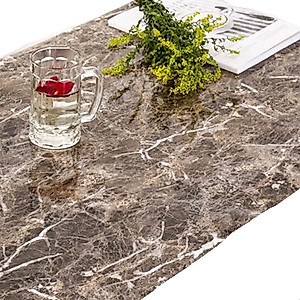 MULLSAN Self Adhesive Granite Look Marble Gloss Film Vinyl Counter Top Peel and Stick Wall Decal Dark Brown 24in by 118in