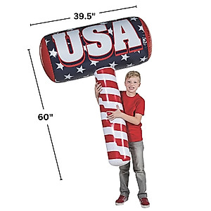 Fun Express Large Inflatable Patriotic Hammer – 5 Feet Tall Red White & Blue Design Perfect for 4th of July Celebrations – Parades Sporting Events Party Décor & Fun Photo Opportunities – 1 Piece