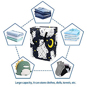 Constellation Bear with Moon Stars Print Collapsible Laundry Hamper, 60L Waterproof Laundry Baskets Washing Bin Clothes Toys Storage for Dorm Bathroom Bedroom