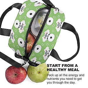 Cute Schnauzer Dog Printed Lunch Box Tote Bag with Handles and Shoulder Strap for Men Women Work Picnic