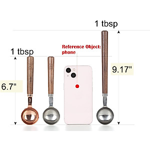 KKC HOME ACCENTS Coffee Scoop for Ground Coffee 1 Tablespoon,Tea Scoop for Loose Tea,Wood Long Handle Coffee Bean Scoop, Long Handle Coffee Measuring Spoon,Gold,1 tbsp,6.7 inch