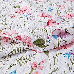 SunStyle Home Quilt Set Queen Size, Lightweight Microfiber Soft Coverlet Reversible Quilted Pattern Summer Quilt Bedspreads Comforter Set for All Season, 3 Piece Includes 1 Quilt + 2 Shams