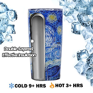 1st Heaven Coffee Tumbler, Van Gogh Art Tumbler, Spill-proof Insulated Coffee Mug with Lid, Inspirational Art Lover Gift for Outdoor, Office & Travel, 20oz (Starry Night)