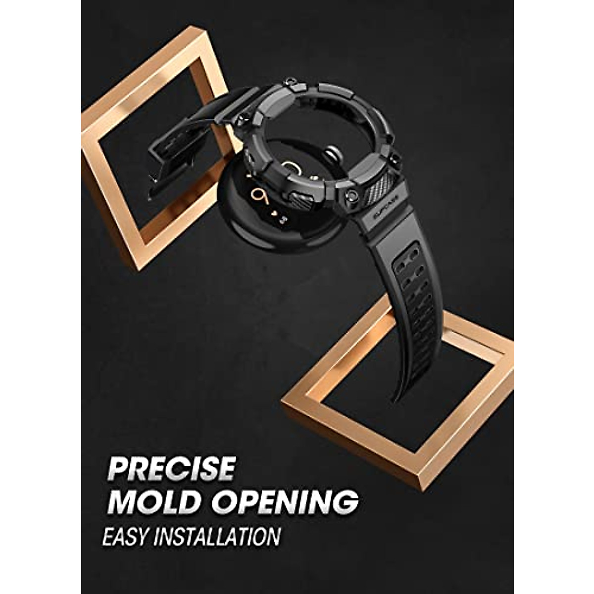 SUPCASE Unicorn Beetle Pro Series Case for Google Pixel Watch 41mm (2022), Rugged Protective Case with Strap Band (Black)