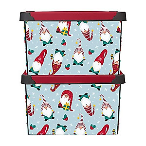 Simplify “Gnome Sweet Gnome Design Storage Bin | Christmas Tote | Holiday Décor Decorations Organizer | Lidded | Stackable | White