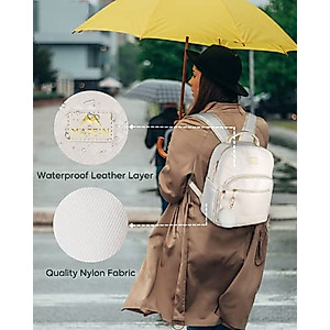 MATEIN Purse Backpack for Women, Waterproof Small Cute Fashion Shoulder Bag with USB Charging Port, Lightweight Mini Casual Daily Travel Backpack Daypack Gift for Ladies Teens Girls, Beige