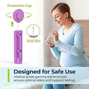 AUVON Blood Lancets, 30 Gauge 300 Twist Top Lancets with Less Pain Design Fit Most Standard Lancing Devices for Blood Sugar Kit and Glucose Meter - Purple