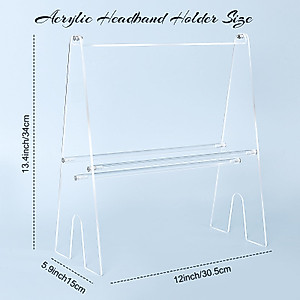 AOFLLU Headband Holder Headband Organizer, Acrylic Headband Holder Organizer, 2-Tier Clear Headband Display Stand, Headband Storage Rack for Girls and Women 13.4in Height