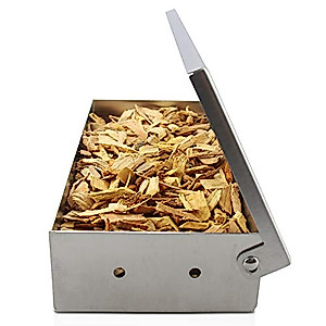 XI-HOME Smoker Box, Stainless Steel BBQ Grilling Meat Smokers Box for Wood Chips, Best Barbecue Accessories on Gas Charcoal Grill