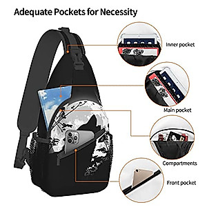FBCAL Howling Wolf Sling Backpack Unisex Chest Bags Crossbody Travel Hiking Daypack Shoulder Bag For Women Men Teens