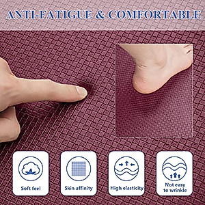 Abilliongo Kitchen Floor Mats Kitchen Rug Set 2 Piece, Soft Cushioned Anti Fatigue Kitchen Mats, 2/5Inch Thick Waterproof Non Slip Memory Foam Standing Rug Set of 17.3" x29+17.3"x47", Red