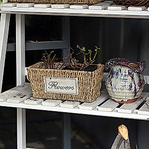 Hemoton Woven Hamper Basket with Handles Wicker Seagrass Belly Basket Wicker Flower Basket with Handle Wicker Hamper Baskets for Gifts Flower Pot Indoor Flower Girl Storage Basket Bamboo