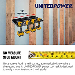 UNITEDPOWER Electric Drill Storage Rack, Holds 4 Drills, 2022 Upgraded Wall Mounted Power Tool Organizer for Workshop, Shed, Garage, Home (Drill Rack)