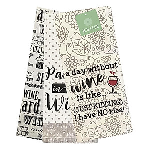 Jolitee 15x25” Wine Lovers Towel – Humorous Wine Sayings, Funny Kitchen Linens, Unique Tea & Hand Towels for Adult Humor, Perfect for Wine Enthusiasts