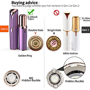 6 Pcs Flawless Replacement Heads, Gen 2 Double Halo Replacement Heads, Compatible with Finishing Touch Flawless Facial Hair Removal Tool As Seen On TV, Gold-Plated, with Cleaning Brush & Case Storage