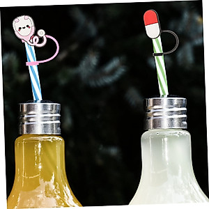 Yardwe 6Pcs medical straw cap straw protector cap silicone straw tips novelty doctor straw caps drinking straw protector Caps for straws straw protector cover cute