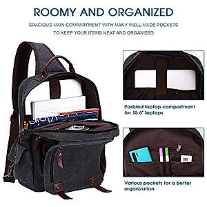 WOWBOX Sling Bag for Men Sling Backpack Laptop Messenger Bag Fit 15.6"