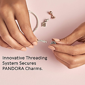 PANDORA Silver Bracelet w/Rose Pave Heart Clasp