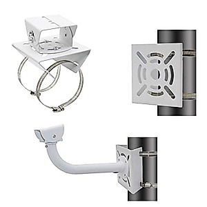 Universal Vertical Pole Mount Adapter with 2 Loops(20cm Diameter) Wall Mounting Loop Bracket and 4 Mounting Screws for CCTV Security Camera PTZ Dome