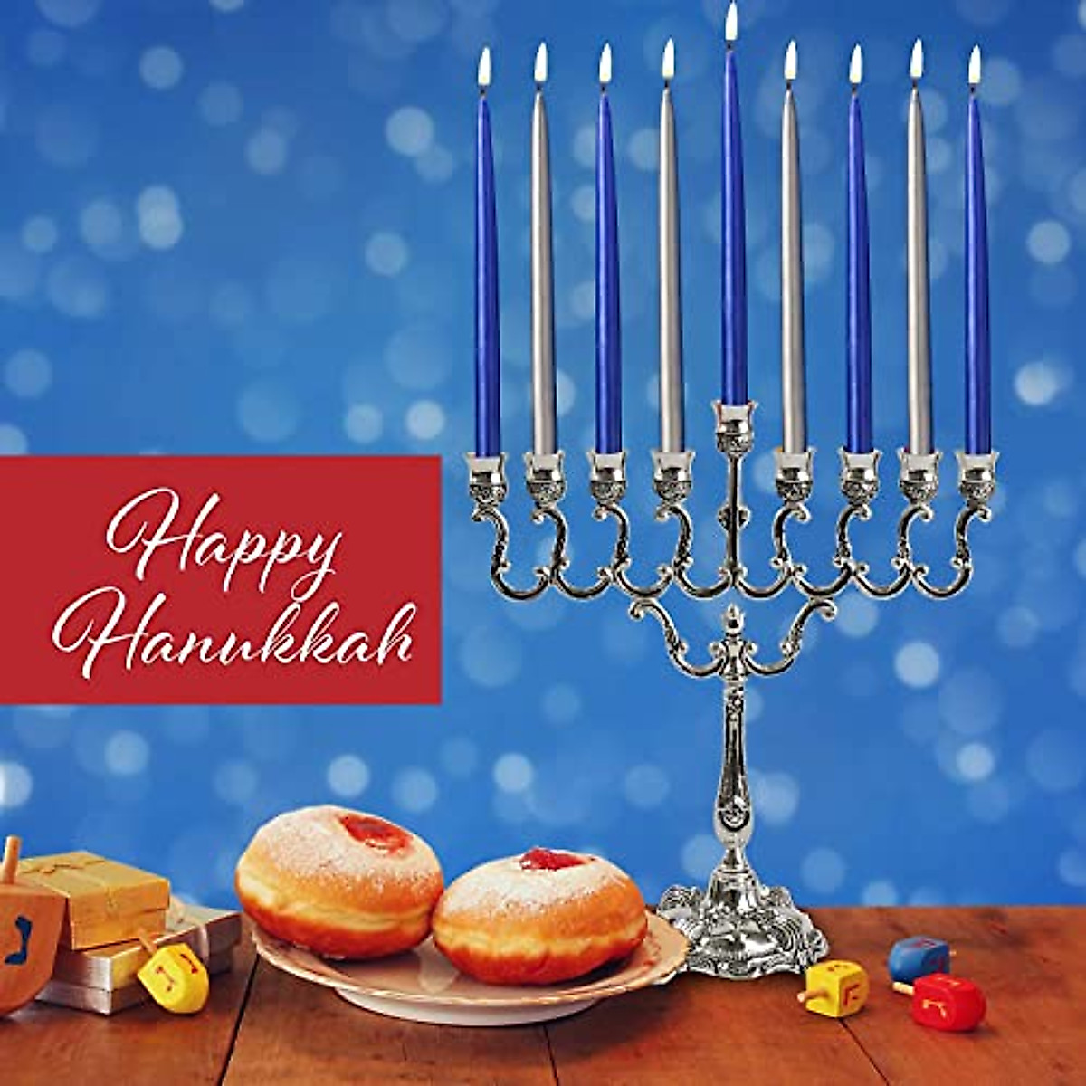 Dripless Chanukah Candles Standard Size - Metallic Blue & Silver Hanukkah Candles Fits Most Menorahs - Premium Quality Wax - 45 Count for All 8 Nights of Hanukkah - by Ner Mitzvah