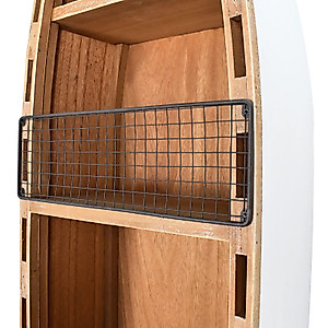 Veclotch Boat Decor with Shelf Drawer Hanging Wood Boat for Wall, Rustic Nautical Standing Boat Bookshelf Decor Beach Theme Display Boat Storage Shelves for Bathroom Bedroom Lake House Decoration