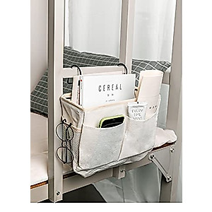 SMALIGOLA Bedside Caddy Bedside Hanging Storage Basket Multi-Function Organizer Caddy for Bunk and Hospital Beds Dorm Rooms Bed Rails, Can be Placed Glasses Books Mobile Phones Keys(White)