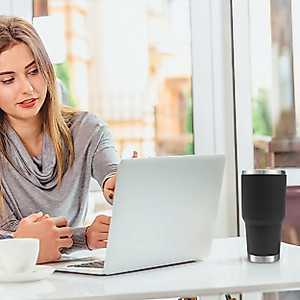 Toopify 30 oz Stainless Steel Insulated Tumbler Travel Mug with Straw Slider Lid, Cleaning Brush, Double Wall Vacuum