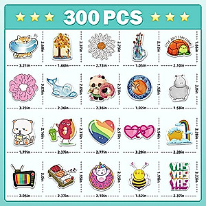 300 Pcs Cute Stickers for Kids, Water Bottle Stickers, Vinyl Aesthetic Stickers, Waterproof Stickers for Laptop Skateboard Scrapbook Animal Kawaii Teacher Computer Hydroflask, Mixed Colorful Sticker Packs for Teens Girls Kids Adults.
