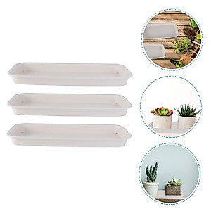 DOITOOL 3pcs Flower Pot Tray Garden Pot Tray Flowerpot Plant Dish Flower Pot Saucers Rectangular Planter Square Plant Saucer Flower Base Tray Plant Pot Tray Plastic Basin White Rectangle