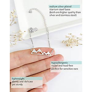 Altitude Boutique Mountain Bracelet, Mountain Jewelry, Snowy Peaks Bracelet for Nature Lovers, Skiers, Hikers, Campers (Silver)