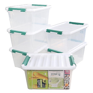 Ramddy 20 Quart Latching Storage Box, 6 Pack, Clear Plastic Container Bin