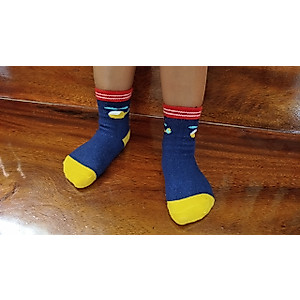 RATIVE Non Skid Anti Slip Slipper Cotton Crew Socks With Grips For Baby Toddlers Kids Boys (3-5T, 6-pairs/RB-711)