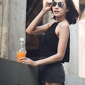 SEWACC 4 Pcs Straw Covers Silicone Straw Caps Reusable Drinking Straw Tips Lids Straw Toppers for Home Office