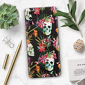 DesignSkinz Tropical Skull Floral Protective Vinyl Decal Wrap Skin Cover Compatible with The Samsung Galaxy S20 (Screen Trim & Back Glass Skin)