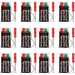ArtCreativity Mini Screwdriver Set with Keychain (12 Pack) - Useful Adult Party Favors, Each Set Includes 3 Screw Drivers in a Handy Portable Pouch - Pocket Screwdriver & Mini Toolkit Keychain