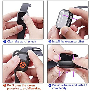 Misxi 2 Pack Hard PC Case with Tempered Glass Screen Protector Compatible with Apple Watch Series 8 Series 7 45mm, Ultra-Thin Scratch Resistant Overall Protective Cover for iWatch S8 / S7, Black