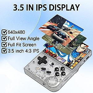 Anbêrnic RG35XX Handheld Emulator Pocket Retro Handheld Game Console, Built-in 64G TF Card 5474 Classic Games 3.5 Inch IPS Screen Linux System Support HDMI TV Output (Transparent White)