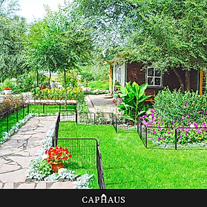 CAPHAUS Decorative Garden Fence, 24 Inch x 21 FT Heavy Duty Iron Fencing Landscape Patio Flower Bed Animal Barrier Border Edging Section, Panel Decor, Folding Wire Fence for Yard for Dog Outdoor