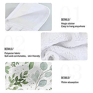 Giwawa Green Leaves Hand Towel 2 Pcs Soft Spring Leaf Hanging Towel High Absorbent Watercolor Plant Dish Towel Fast Drying Seasonal Leaves Hanging Tie Towels for Kitchen Bathroom Toilet Home 12x17in