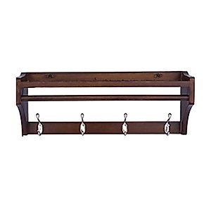 rUrEu Coat Rack for Wall with Storage Stand and Clothes Rail, Modern Multi-Functional Key Hook with 6 Metal Hooks, Coat Hanger for Entryway Bathroom Bedroom/4 Hooks